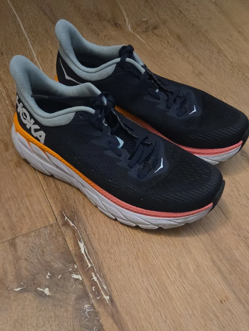 Hoka | Shoes | Hoka Womens Clifton 7 Blue Haze Running Shoe Navy Orange ...